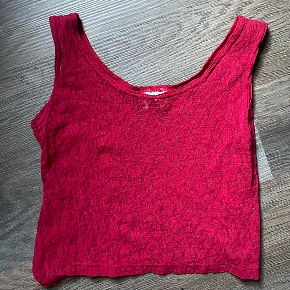 Vintage | Tops | Vintage Avon Fashions Red Lace Nylon Cropped Tank ...